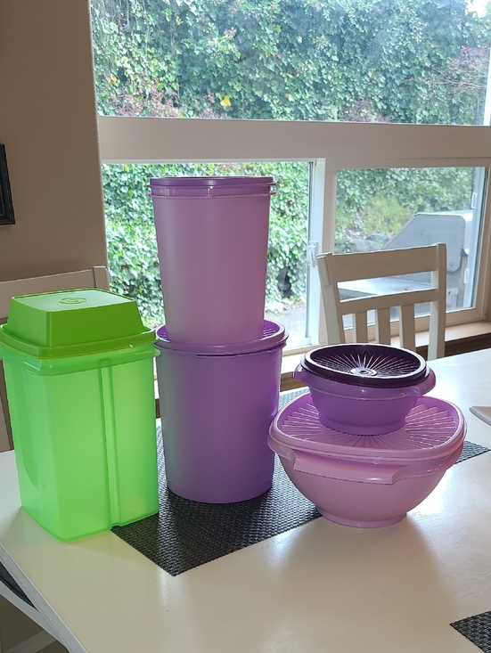 Tupperware | Kitchen | Tupperware Purple And Green Plastic Food Storage ...